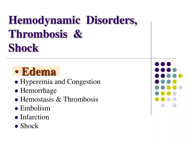 PPT - Hemodynamic Disorders, Thrombosis & Shock PowerPoint Presentation ...