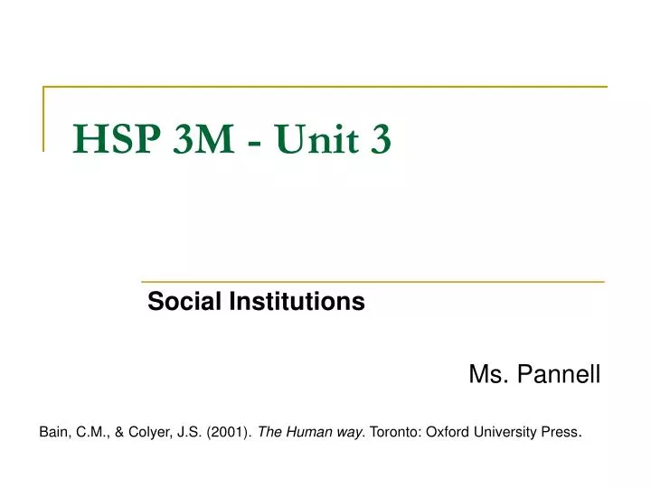 PPT - HSP 3M - Unit 3 PowerPoint Presentation, free download - ID:6052638