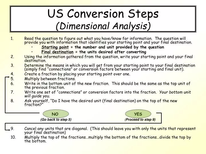 PPT - US Conversion Steps (Dimensional Analysis) PowerPoint ...