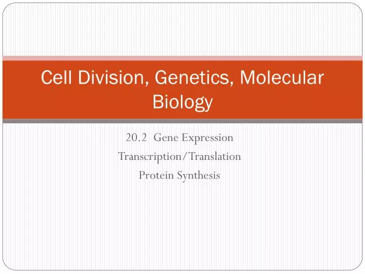 PPT - Cell Division, Genetics, Molecular Biology PowerPoint ...