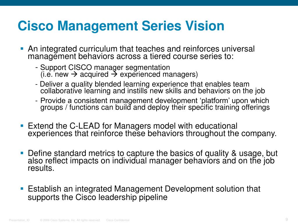 PPT - Cisco Management Series Orientation Shefali Budhraja & Sharon ...