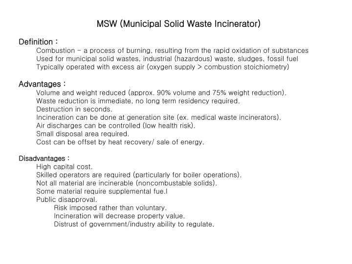 PPT - MSW (Municipal Solid Waste Incinerator) Definition : PowerPoint ...