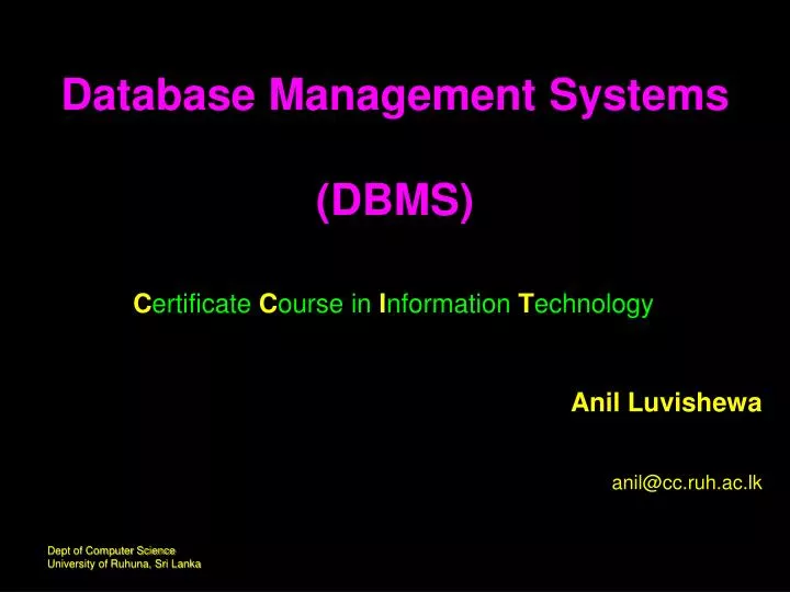 PPT - Database Management Systems (DBMS) PowerPoint Presentation, free ...