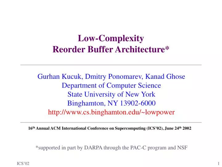 PPT - Low-Complexity Reorder Buffer Architecture* PowerPoint Presentation - ID:6063768