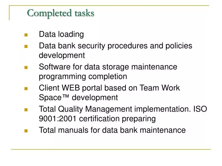 PPT - Completed tasks PowerPoint Presentation, free download - ID:6066068