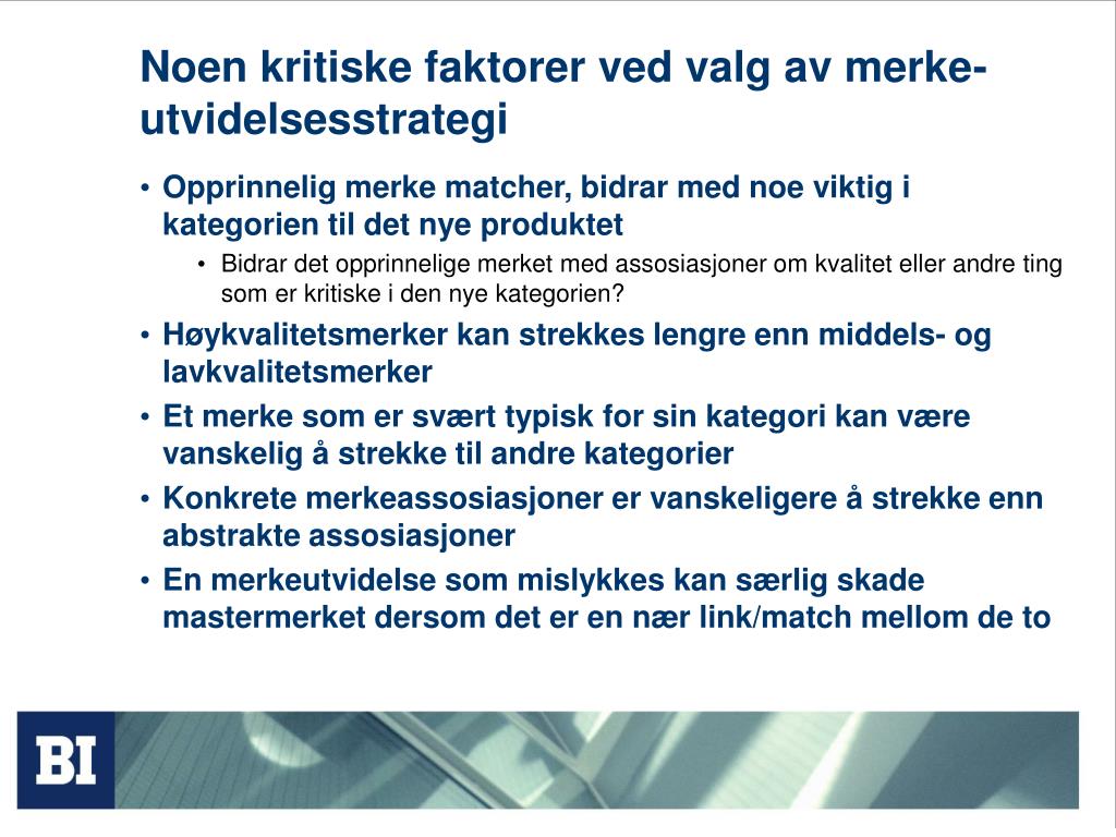 PPT - Produkt- og merkevarestrategier Tjenestetilbudet Produktutvikling ...
