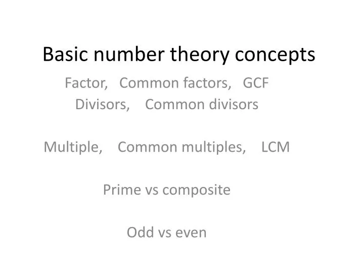 PPT Basic Number Theory Concepts PowerPoint Presentation Free PPT Basic Number Theory Concepts PowerPoint Presentation Free