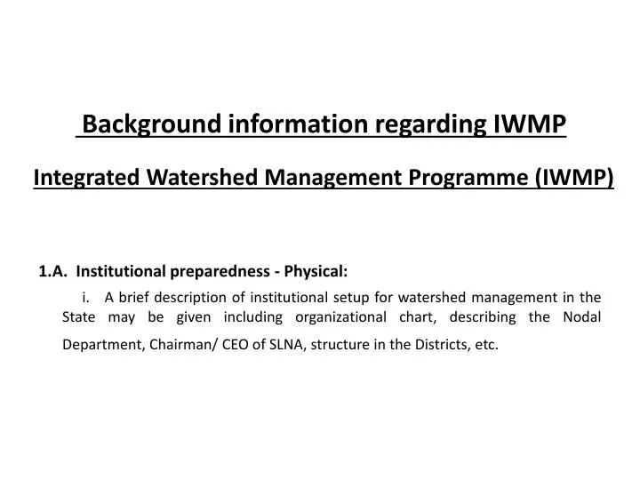 PPT - Background information regarding IWMP Integrated Watershed ...