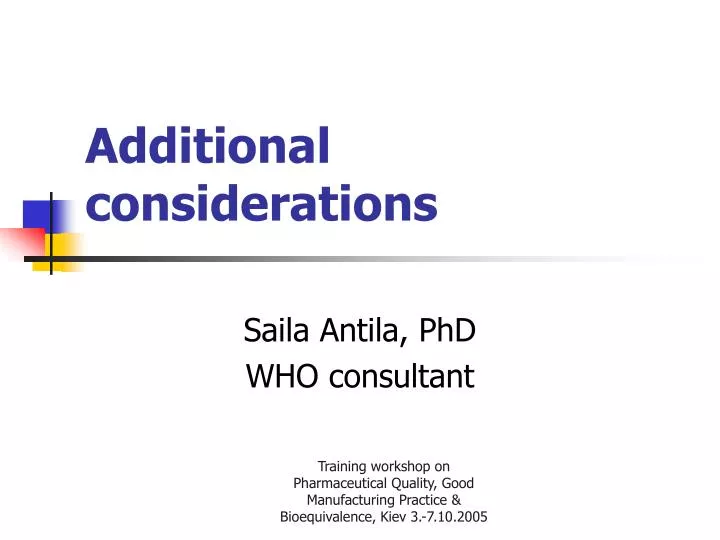 PPT - Additional considerations PowerPoint Presentation, free download ...