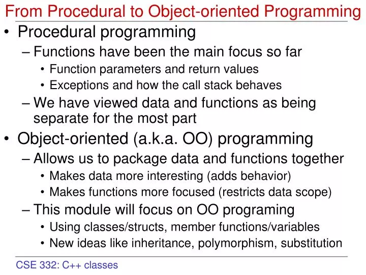 Ppt From Procedural To Object Oriented Programming Powerpoint Hot Sex