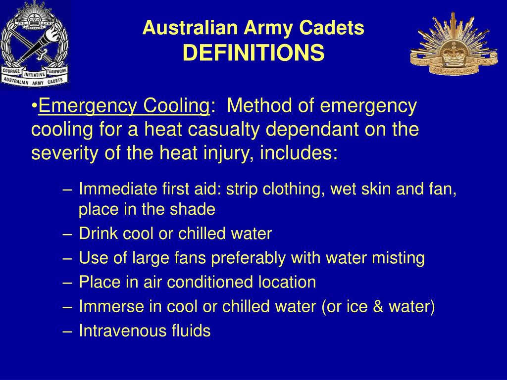 PPT - Australian Army Cadets Army Heat Injury Management Policy Correct ...