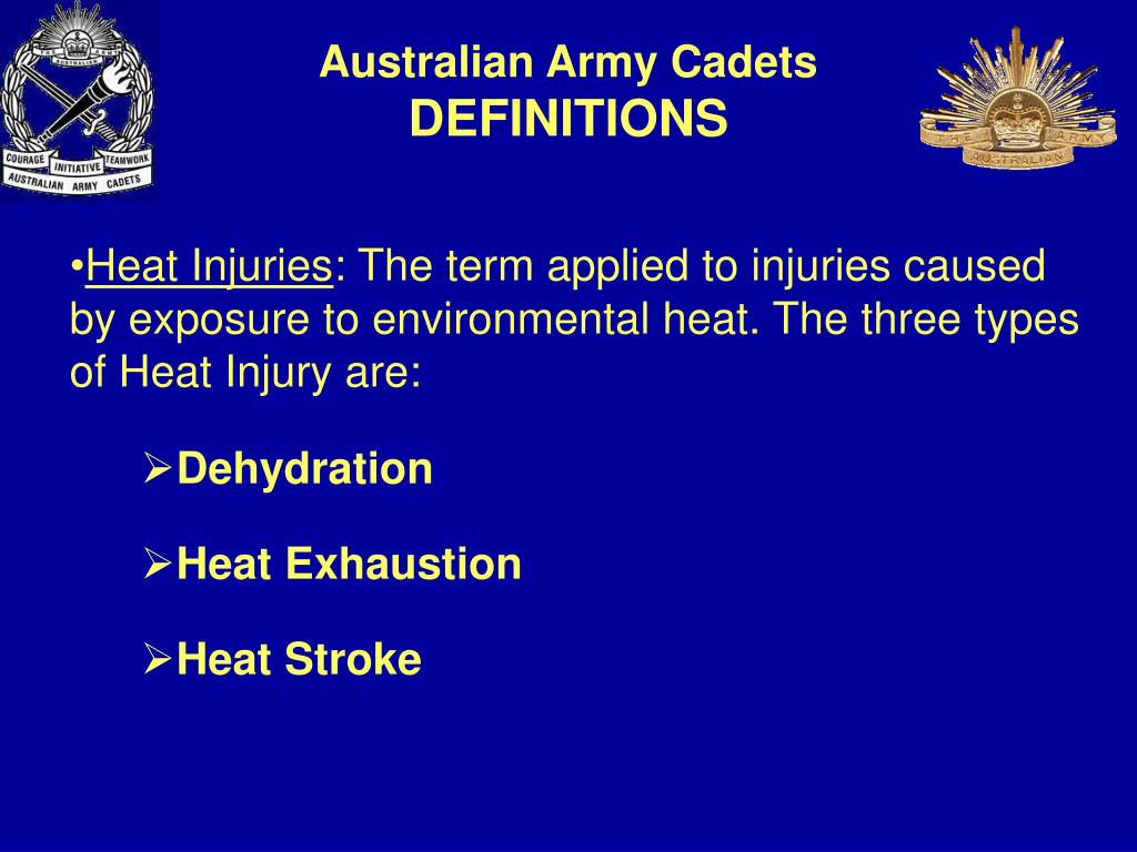 PPT - Australian Army Cadets Army Heat Injury Management Policy Correct ...
