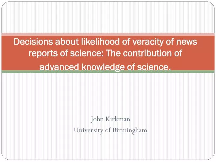 PPT - John Kirkman University of Birmingham PowerPoint Presentation ...