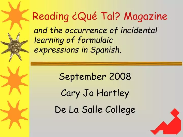 PPT - Reading ¿Qué Tal? Magazine PowerPoint Presentation, free download ...
