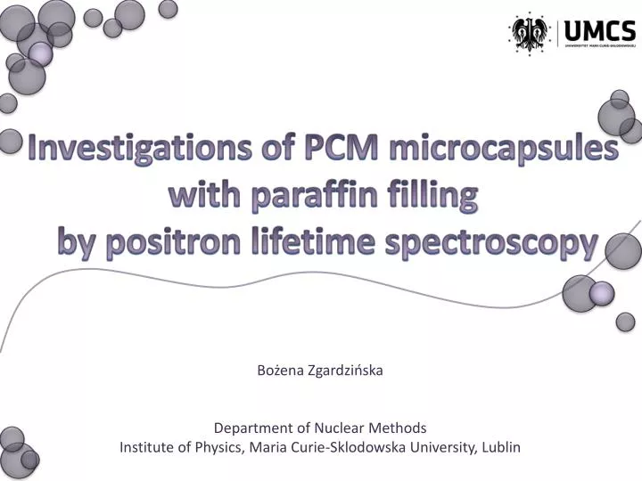 PPT - Investigations of PCM microcapsules with paraffin filling by ...