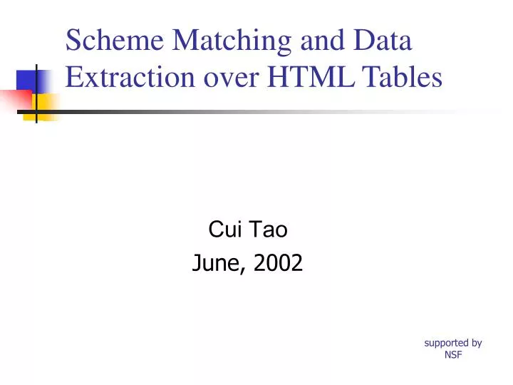 Ppt Scheme Matching And Data Extraction Over Html Tables Powerpoint Presentation Id 6083245
