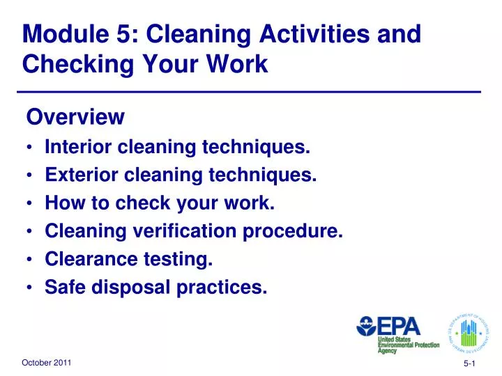 PPT - Module 5: Cleaning Activities and Checking Your Work PowerPoint ...