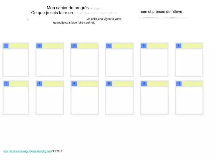 PPT - Mon cahier de progrès .......... Ce que je sais faire en