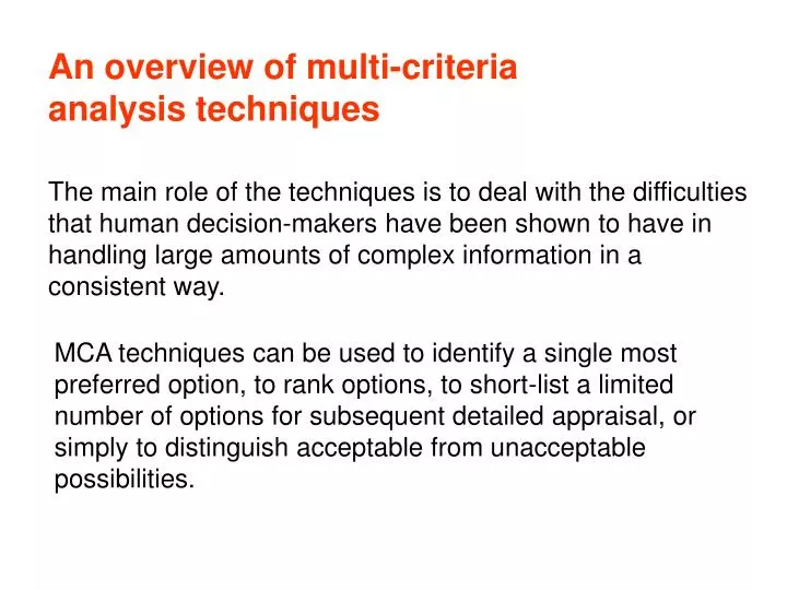 PPT - An overview of multi-criteria analysis techniques PowerPoint ...