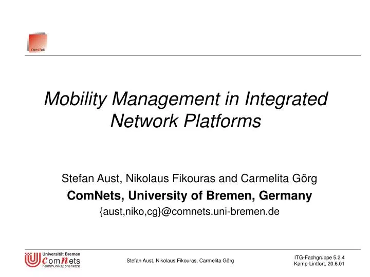 PPT - Mobility Management in Integrated Network Platforms PowerPoint ...