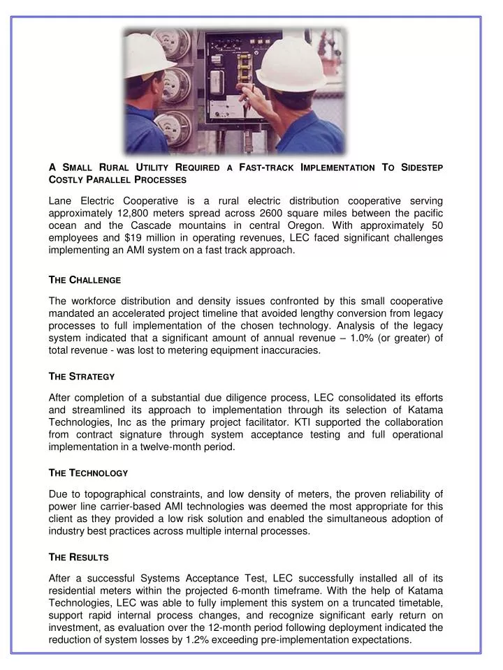 PPT - A Small Rural Utility Required a Fast-track Implementation To ...