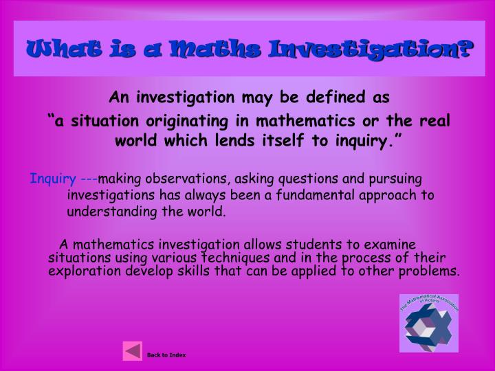 PPT - INVESTIGATION - MATHS Maths Talent Quest PowerPoint Presentation ...