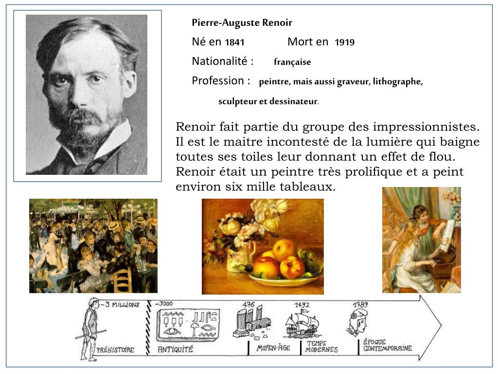 PPT - Pierre-Auguste Renoir Né en 1841 Mort en 1919 Nationalité ...