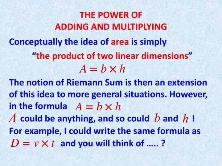 PPT - THE POWER OF ADDING AND MULTIPLYING PowerPoint Presentation, free ...