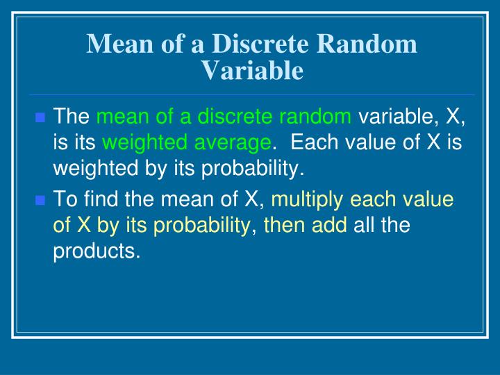 PPT - Chapter 6 Random Variables I can find the probability of a ...