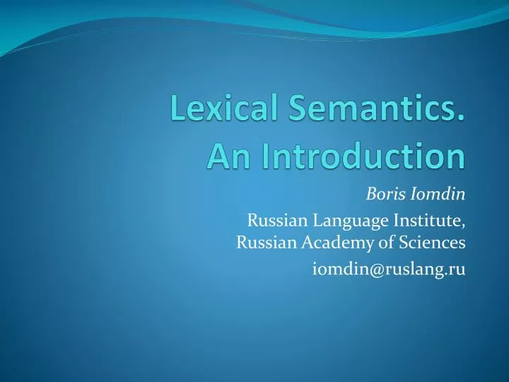 PPT - Lexical Semantics. An Introduction PowerPoint Presentation, free download - ID:6094659