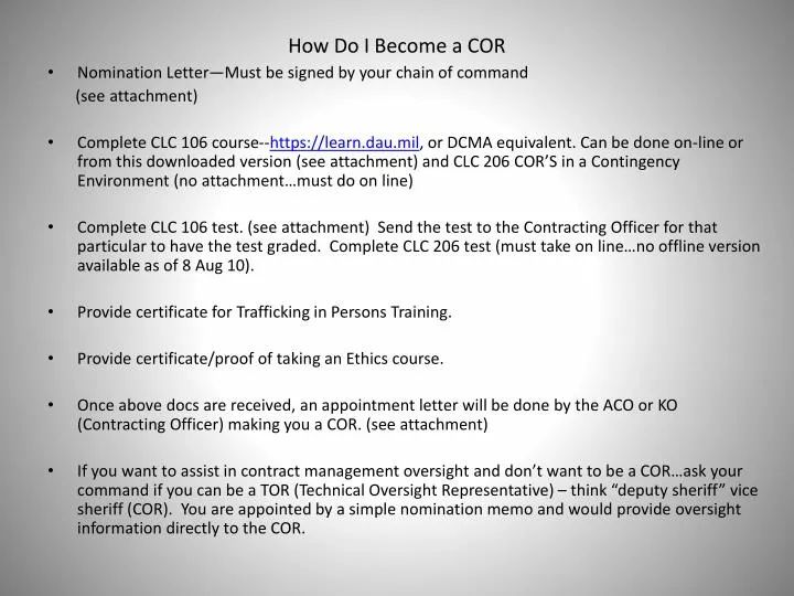 PPT - How Do I Become a COR PowerPoint Presentation, free download - ID ...