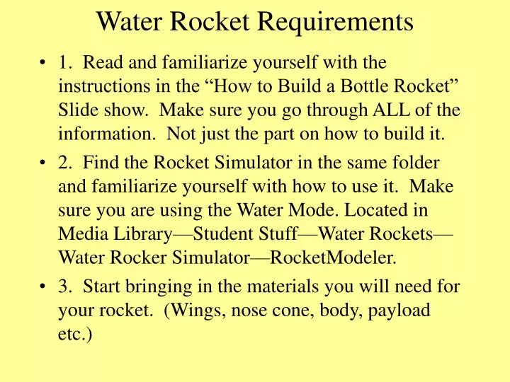 PPT - Water Rocket Requirements PowerPoint Presentation, free download - ID:6096141