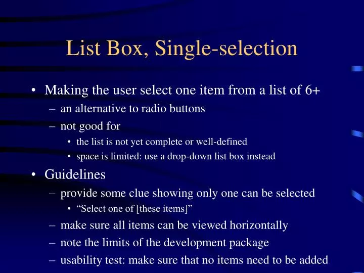 PPT - List Box, Single-selection PowerPoint Presentation, free download ...