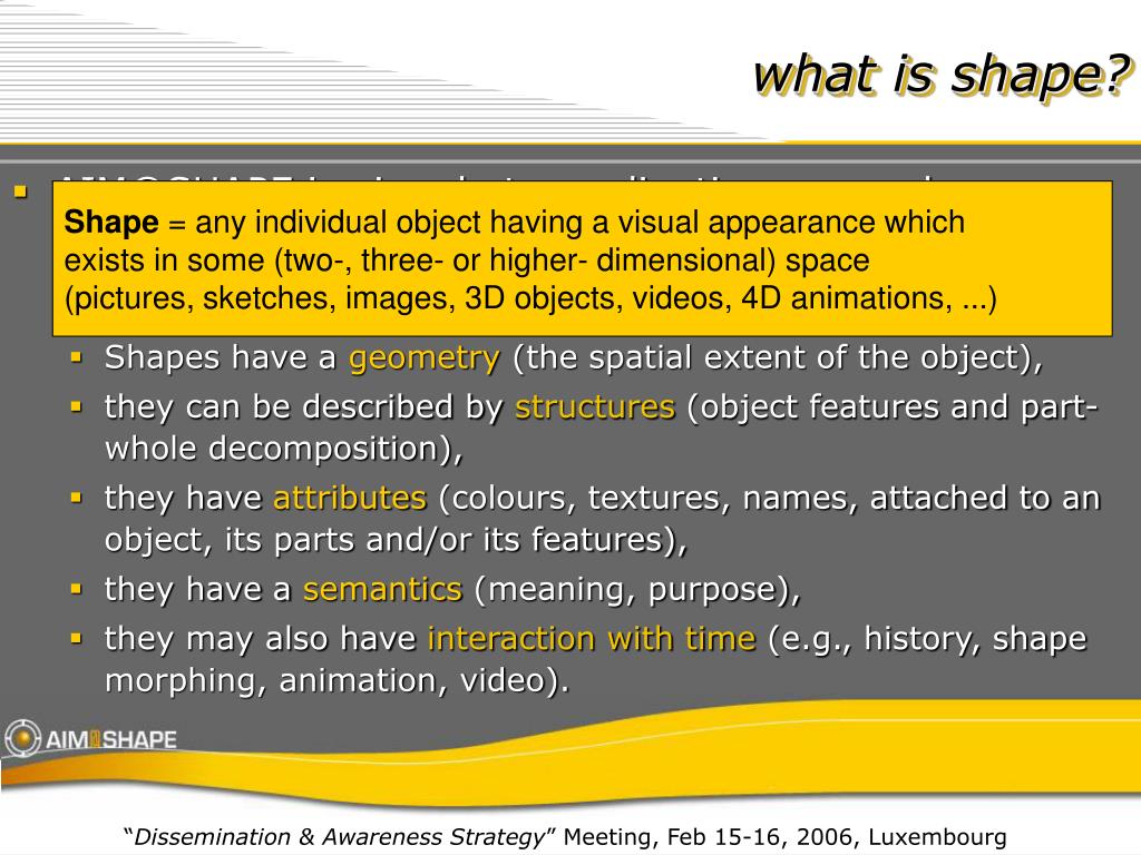 PPT - AIM@SHAPE: Innovative Strategies for Semantic Digital Shapes and ...