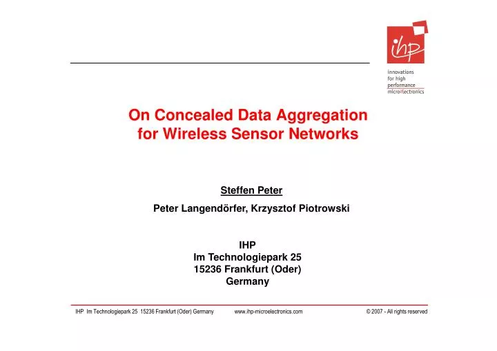 Ppt On Concealed Data Aggregation For Wireless Sensor Networks Powerpoint Presentation Id