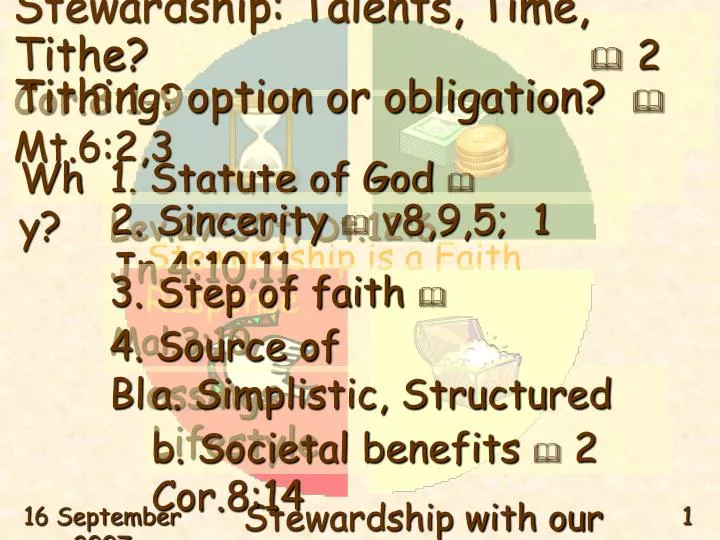PPT - Stewardship: Talents, Time, Tithe? & 2 Cor.8:1-9 PowerPoint ...
