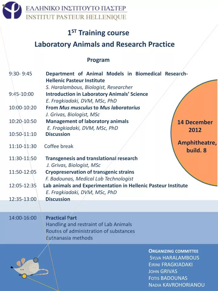PPT - 1 ST Training course Laboratory Animals and Research Practice ...