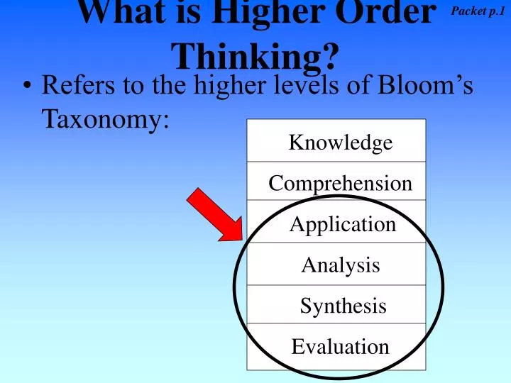 PPT - What is Higher Order Thinking? PowerPoint Presentation, free ...