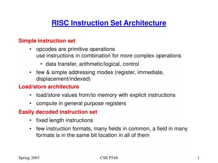 PPT - RISC Instruction Set Architecture PowerPoint Presentation, free ...