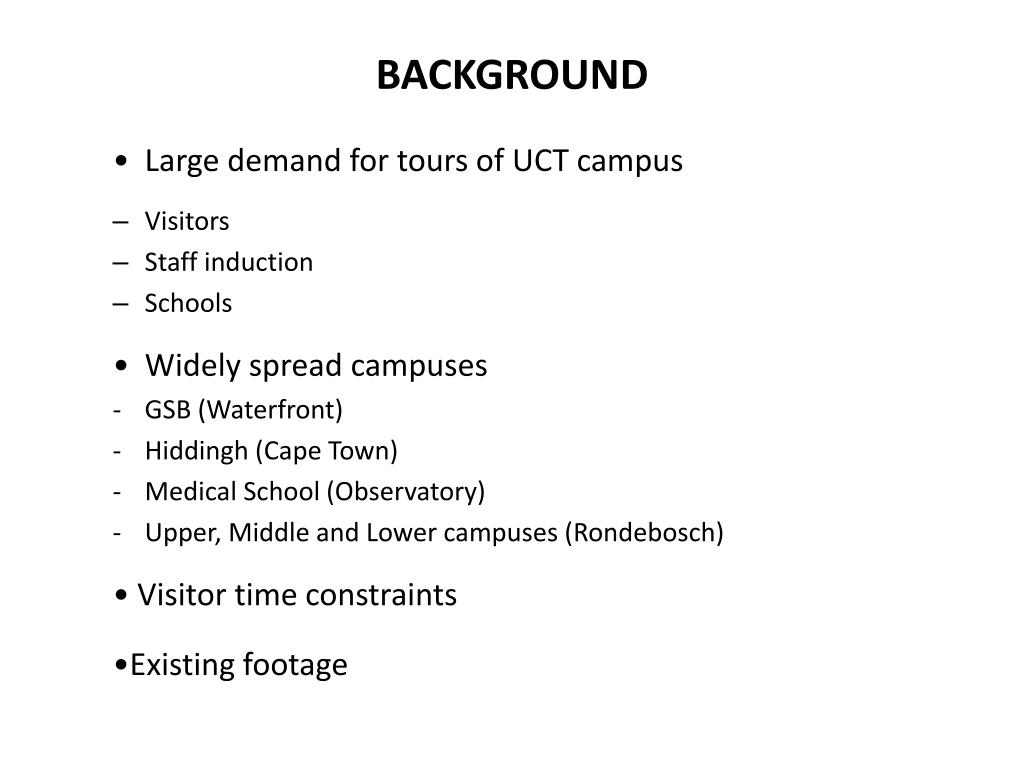 PPT - From UCT tour video to corporate DVD PowerPoint Presentation ...