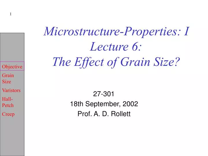 Ppt Microstructure Properties I Lecture 6 The Effect Of Grain Size