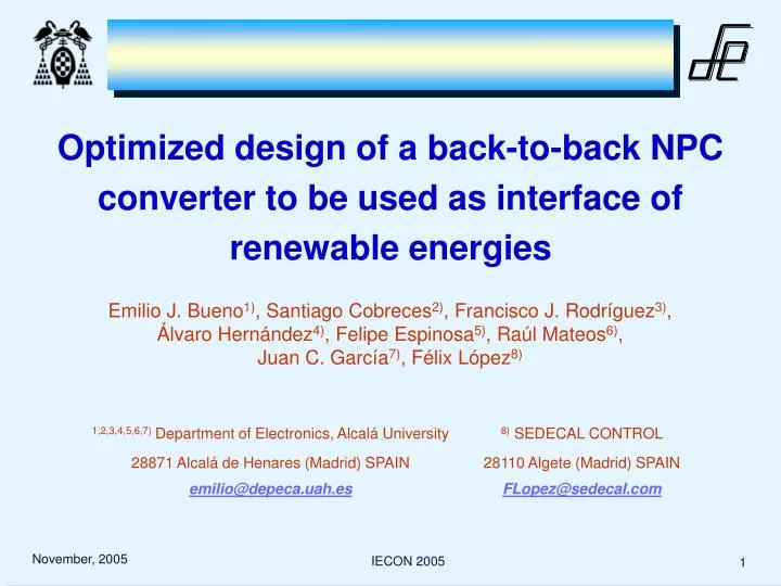 PPT - Optimized design of a back-to-back NPC converter to be used as ...