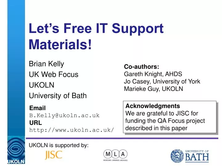 PPT - Let’s Free IT Support Materials! PowerPoint Presentation, free ...