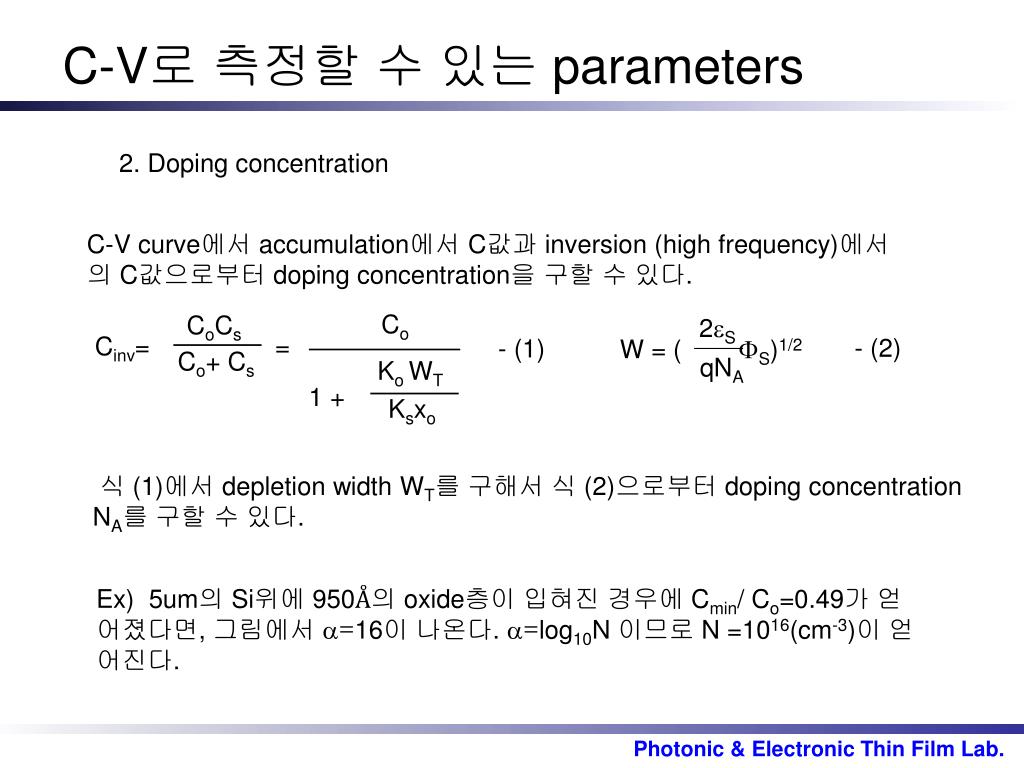 PPT - Electrochemical capacitance-voltage and Photovoltage spectroscopy ...