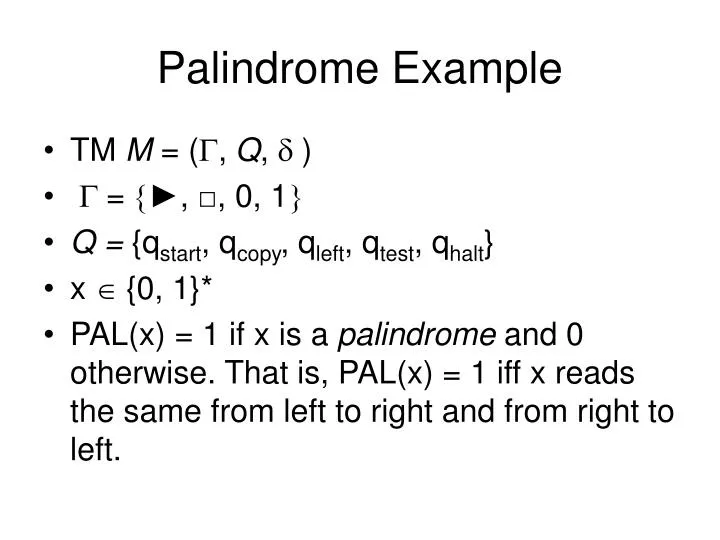 PPT - Palindrome Example PowerPoint Presentation, free download - ID ...