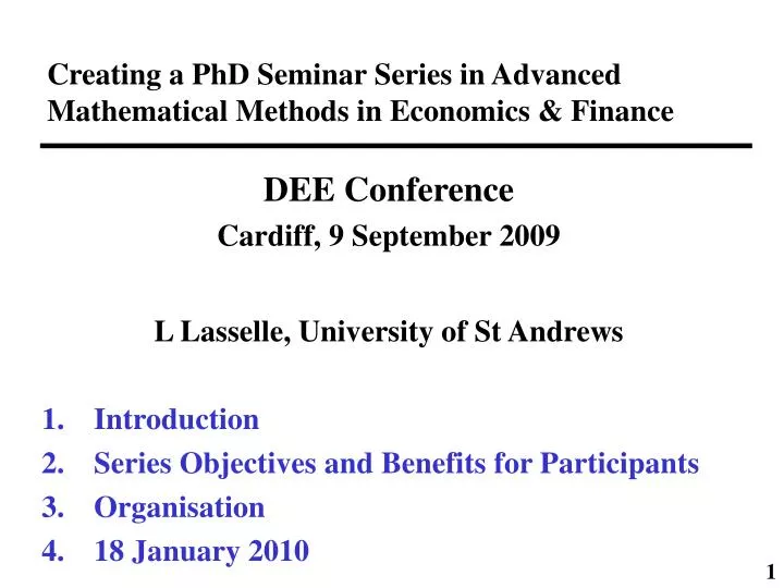PPT - Creating a PhD Seminar Series in Advanced Mathematical Methods in ...