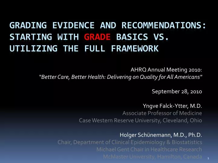 PPT - AHRQ Annual Meeting 2010: “Better Care, Better Health: Delivering ...