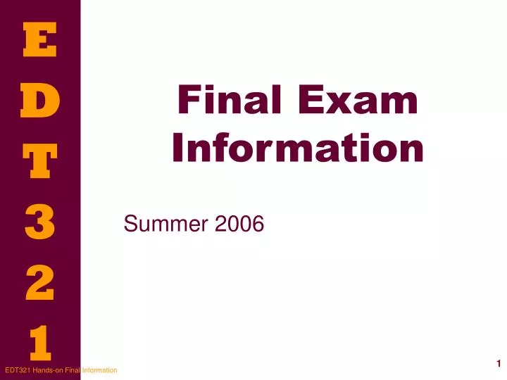 PPT - Final Exam Information PowerPoint Presentation, free download ...