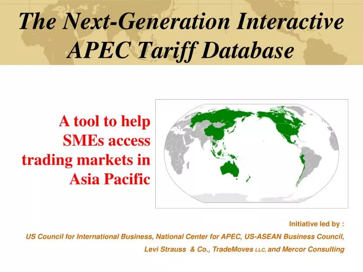 PPT - The Next-Generation Interactive APEC Tariff Database PowerPoint ...