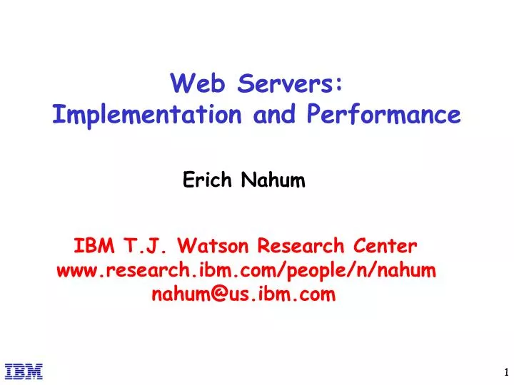 PPT - Web Servers: Implementation and Performance PowerPoint ...